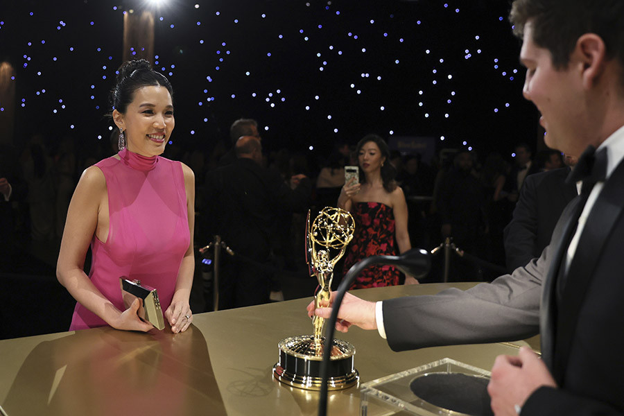 Marian Wang from Last Week Tonight with John Oliver at the 75th Emmy ...