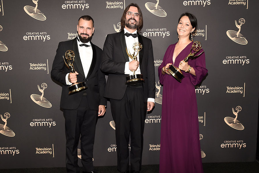 The team from Arcane backstage at the 2022 Creative Arts Emmy Awards ...