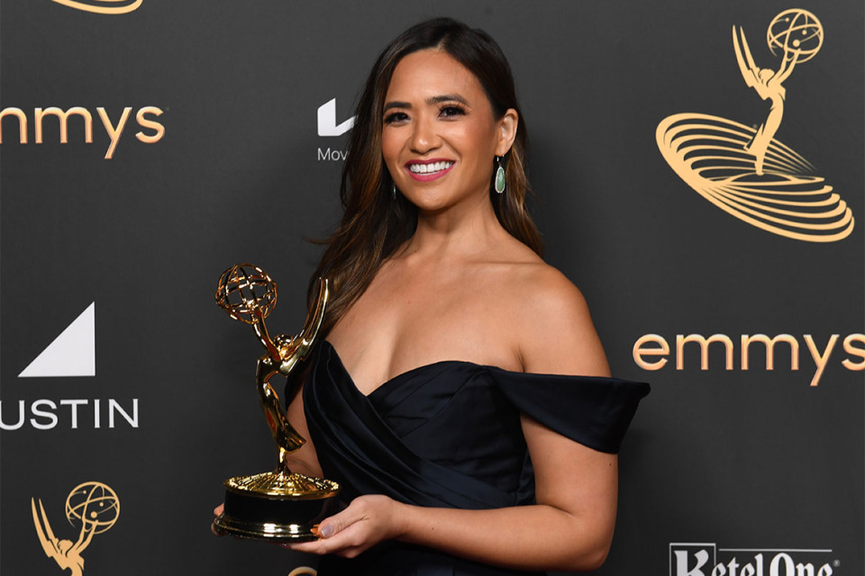 Shanna Mendiola backstage after winning the Regularly Scheduled Daily Morning Newscast: 4:00am ...