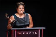 Stephanie Miranda accepts an award at the L.A. Area Emmy Awards ...