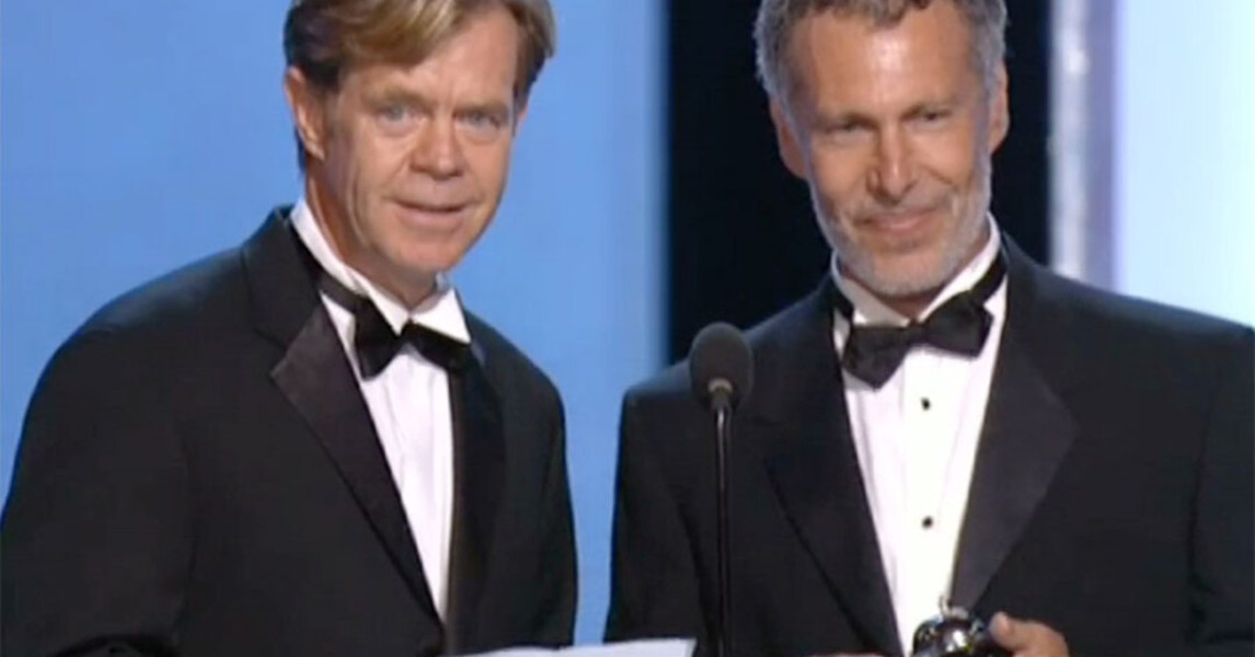 William H. Macy and Steven Schachter accept the Emmy for Writing for a ...